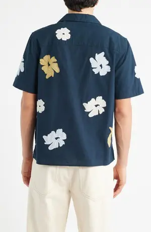 WAX LONDON Didcot Floral Cotton & Linen Camp Shirt