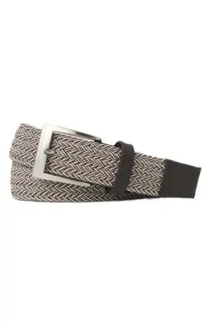 ASHWORTH GOLF Stripe Stretch Belt With Leather Tips
