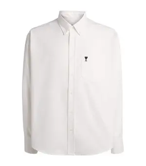 AMI Paris Cotton De Coeur Oxford Shirt - White