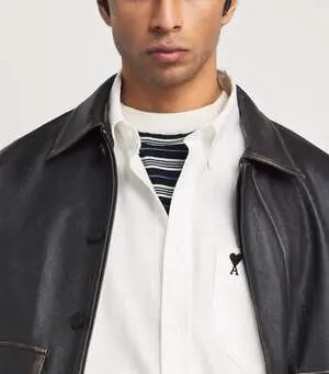AMI Paris Cotton De Coeur Oxford Shirt - White