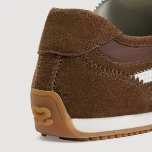 Sandro Light Wave Suede And Nylon Sneakers - Brown