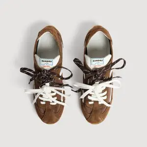 Sandro Light Wave Suede And Nylon Sneakers - Brown