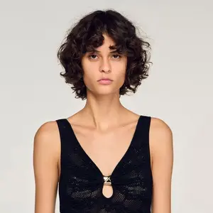 Sandro Jewelry Detail Knit Bodysuit