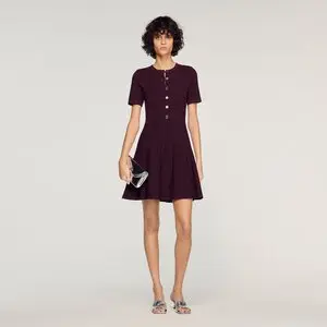 Sandro Floral Print Knit Mini Dress - Brown
