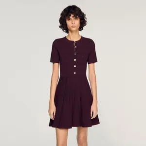 Sandro Floral Print Knit Mini Dress - Brown