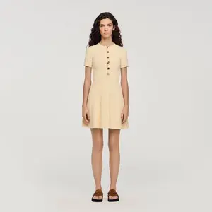 Sandro Floral Print Knit Mini Dress - Vanilla