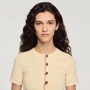 Sandro Floral Print Knit Mini Dress - Vanilla
