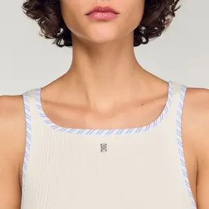 Sandro Ribbed Vest Top - Ecru