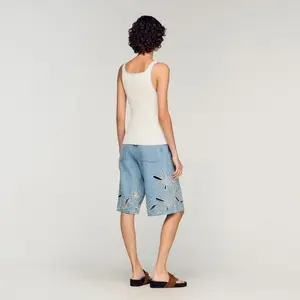 Sandro Ribbed Vest Top - Ecru