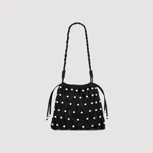 Sandro Studded Net Mesh Bag - Black