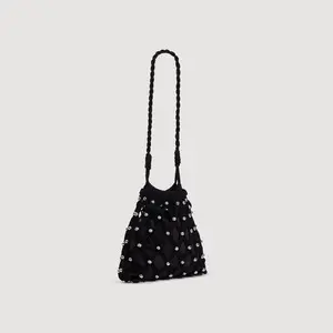 Sandro Studded Net Mesh Shoulder Bag