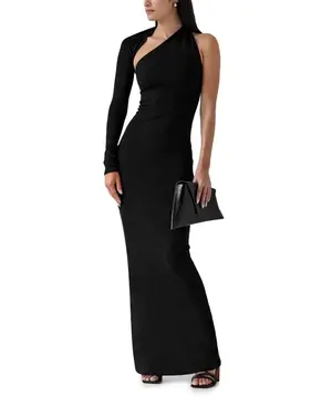 MARCELLA Manhattan One Shoulder Gown - Black