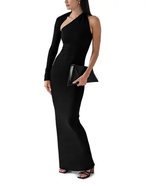MARCELLA Manhattan One Shoulder Gown - Black