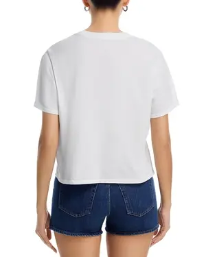Aqua Haley Beachgoers Boxy Crop Tee - White