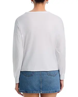 Aqua Emma Seashell Long Sleeve Tee - White