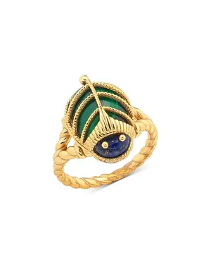 CAPUCINE DE WULF Scarab Petite Ring - Lapis/malachite