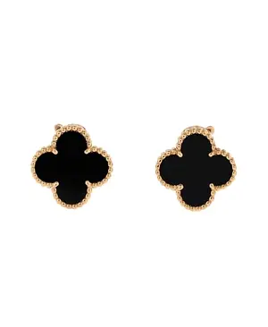 VAN CLEEF & ARPELS Vintage Alhambra Earrings In 18K Gold And Onyx