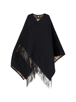 Burberry Reversible Checked Wool Cape - Black