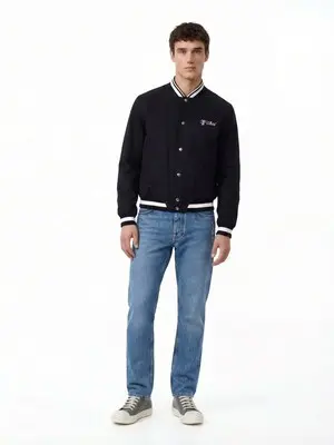 Off-White Varsity Souvenir" Bomber Jacket - Black