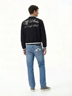 Off-White Varsity Souvenir" Bomber Jacket - Black
