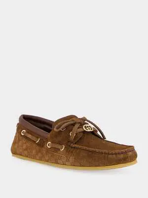 Gucci Gg Calfskin Moccasins - Brown