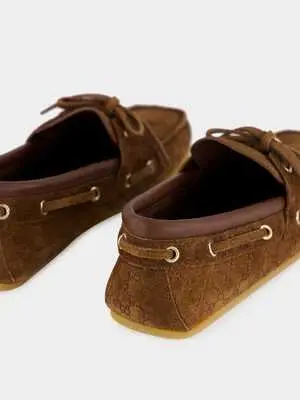 Gucci Gg Calfskin Moccasins - Brown