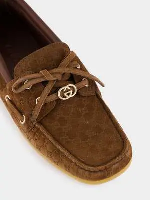 Gucci Gg Calfskin Moccasins - Brown