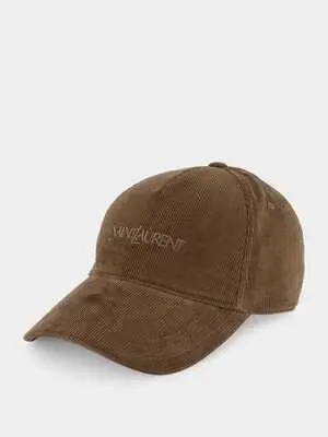 Saint Laurent Khaki Corduroy Baseball Cap