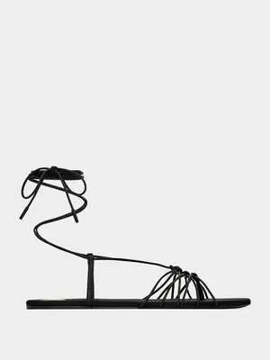 Saint Laurent Babylone Flat Sandals In Smooth Leather - Black