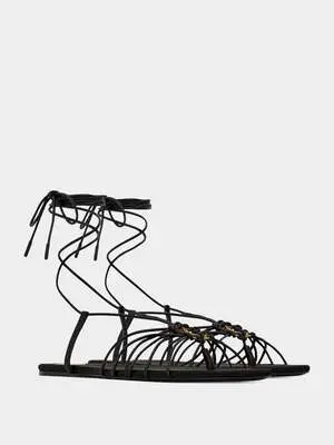 Saint Laurent Babylone Flat Sandals - Black