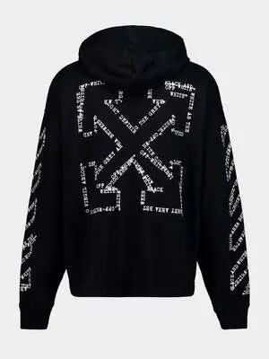 Off-White Type Machine Arrow Cotton Hooded Sweatshirt - Black