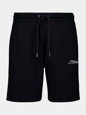 Off-White Cotton Shorts With Graphic Detail - Black