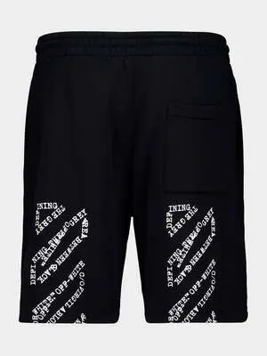 Off-White Cotton Shorts With Graphic Detail - Black