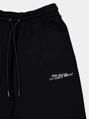 Off-White Cotton Shorts With Graphic Detail - Black