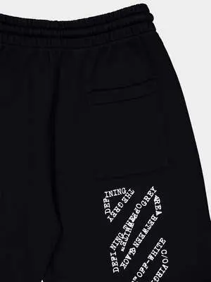 Off-White Cotton Shorts With Graphic Detail - Black