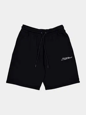 Off-White Cotton Shorts With Graphic Detail - Black