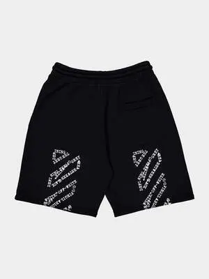 Off-White Cotton Shorts With Graphic Detail - Black