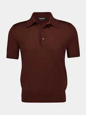 TOM FORD Cocoa Fine Gauge Cashmere-silk Polo - Brown