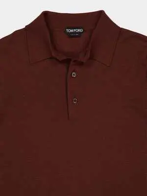 TOM FORD Cocoa Fine Gauge Cashmere-silk Polo