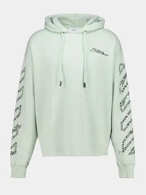 Off-White Cotton Hooded Sweatshirt With Arrow Graphic - Green