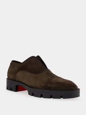 CHRISTIAN LOUBOUTIN Cafe Alpha Crosta Calf Leather Loafers - Brown