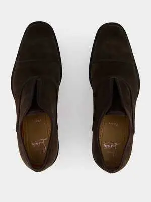 CHRISTIAN LOUBOUTIN Cafe Alpha Crosta Calf Leather Loafers - Brown