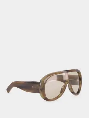 Gucci Light Tortoiseshell Rectangular Frame Sunglasses