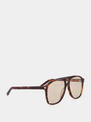 Saint Laurent Havana Sl 596 Dune Aviator Sunglasses - Brown