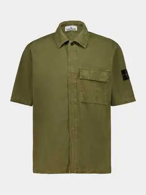 Stone Island Military Brushed Organic Cotton Canvas Shirt - Green