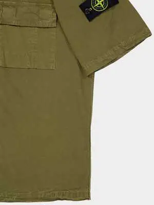 Stone Island Military Brushed Organic Cotton Canvas Shirt - Green