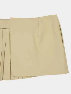 Balmain Cotton Gabardine Mini Skirt With Anthem Buckle - Beige