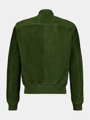 TOM FORD Chive Perforated Cashmere Suede Bomber - Green