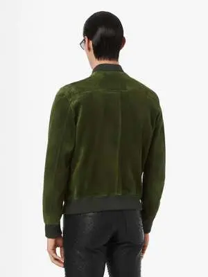 TOM FORD Chive Perforated Cashmere Suede Bomber - Green