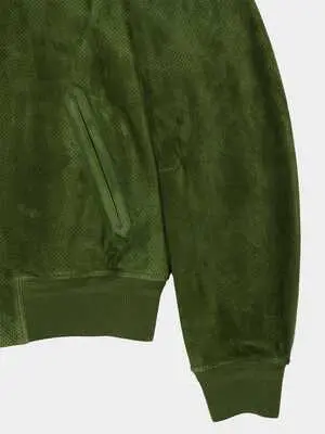 TOM FORD Chive Perforated Cashmere Suede Bomber - Green